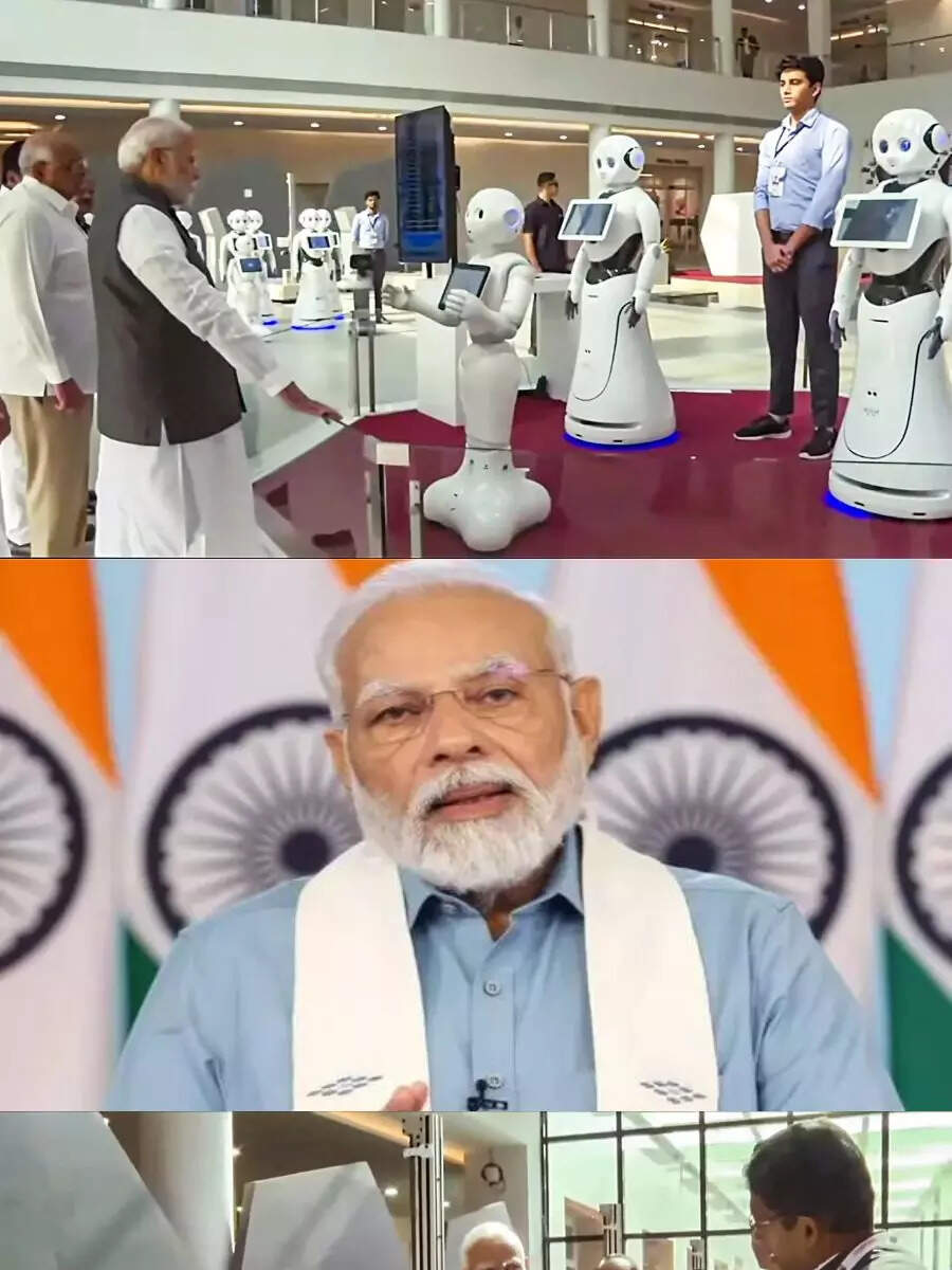 PM Modi visits robot exhibition, inaugurates Vibrant Gujarat Global ...