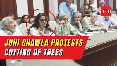 Film actor Juhi Chawla attends BMC meet in Mumbai over cutting ...