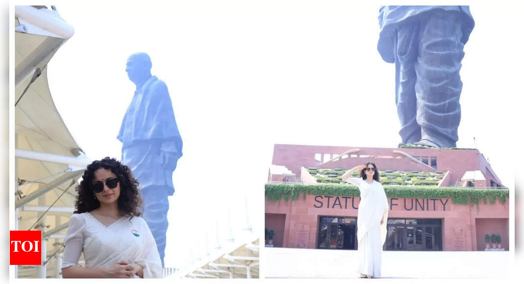 'Tejas': Kangana Ranaut visits Statute of Unity; pays tribute to Sardar ...