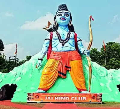 Ram Idol: 60-ft Ram Idol Major Draw Of Durga Puja Pandal In Pandu ...