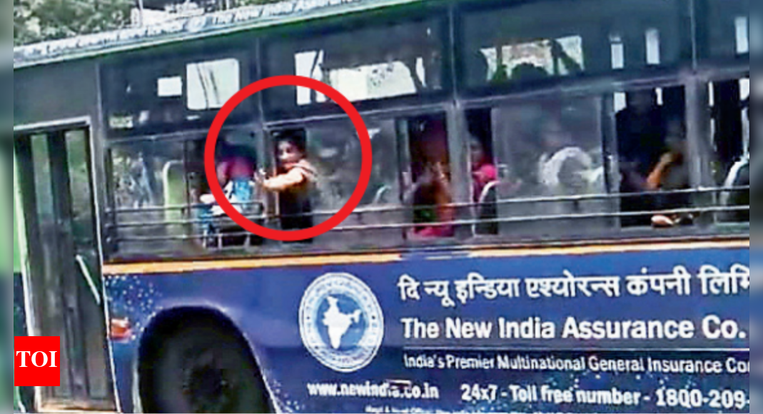 Pune PMPML Bus: Narrow escape for many on Senapati Bapat Road as PMPML driver reverses bus at ...