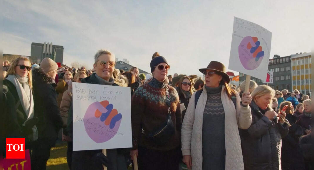 Women, including PM Katrin Jakobsdottir, go on strike in Iceland, the ...