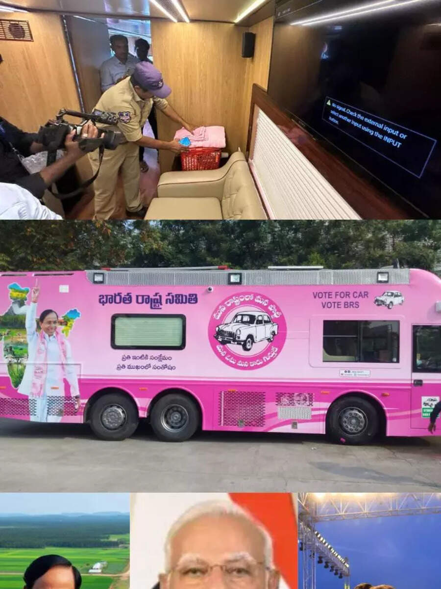 In Pics | EC Inspects Pragatipatham Vehicle Carrying Telangana CM KCR During Campaign | Times Now