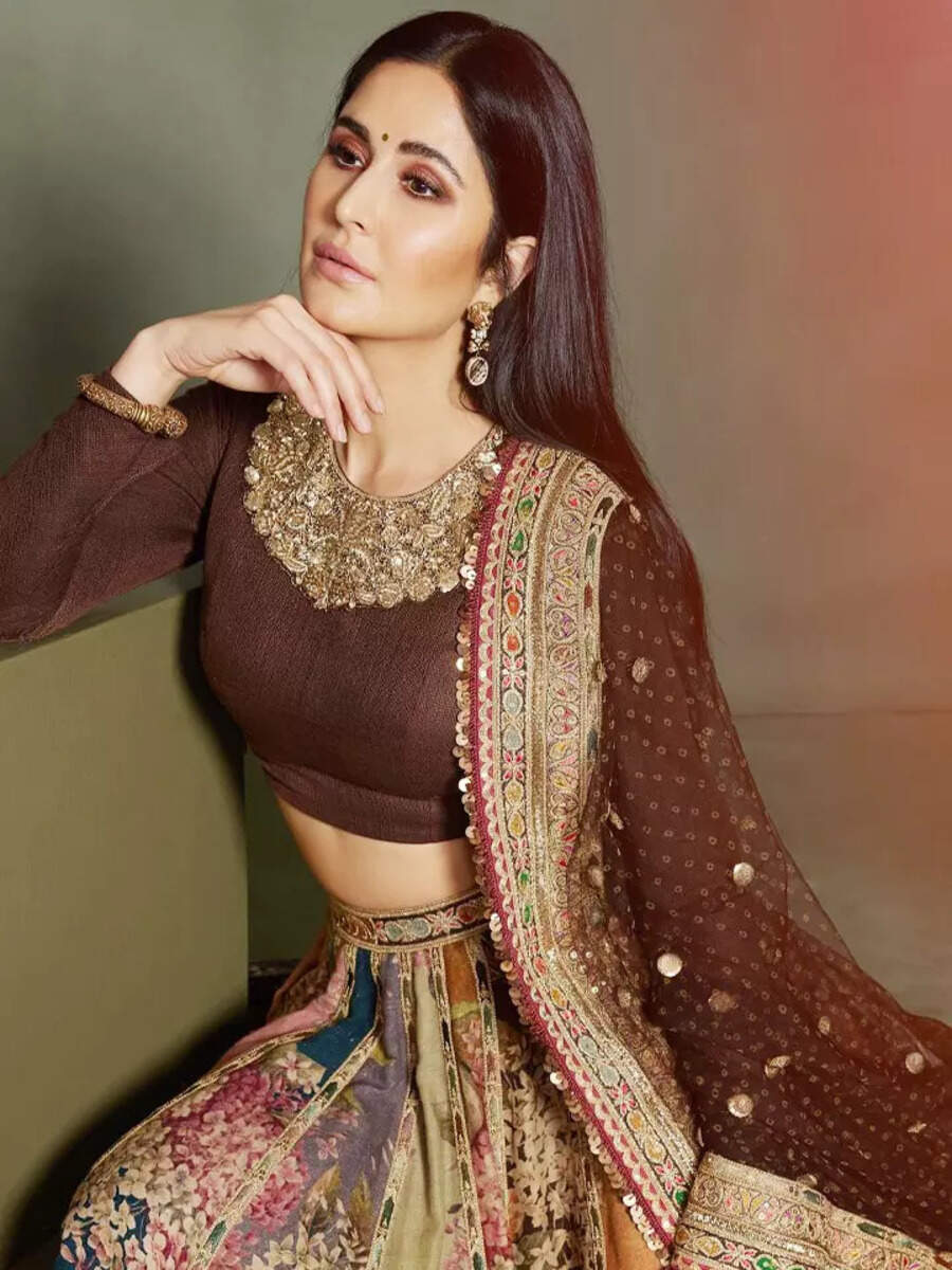 Katrina Kaif channels old-world glamour in a brown and gold Sabyasachi ...