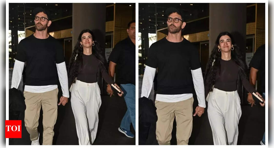 Hrithik Roshan and girlfriend Saba Azad walk hand-in-hand as they get ...