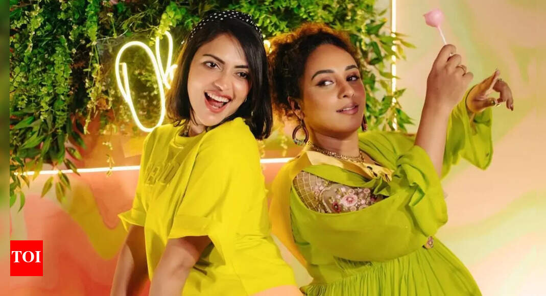 Amala Paul and Pearle Maaney shine in a lemon green themed baby shower ...