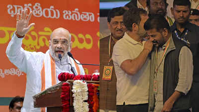 Battleground Telangana: Amit Shah sets target of 10 Lok Sabha seats, Congress gears up for 2024 ...