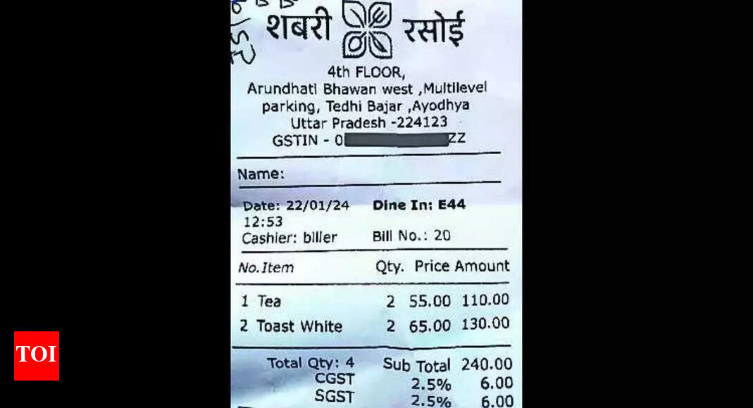 Shabari Rasoi in Ayodhya gets notice after Rs 252 bill for tea, toast ...