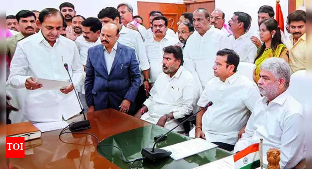 Ex-cm Kcr Takes Oath As Mla, Meets City Brs Mlas At Home | Hyderabad ...