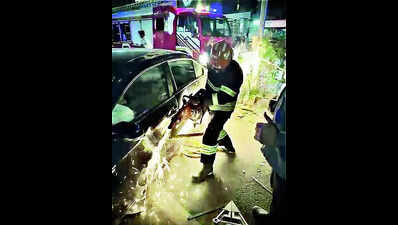 Firemen Rescue Man After Freak Accident | Ahmedabad News - Times of India