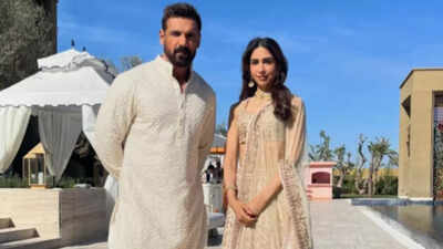 John Abraham and wife Priya Abraham turn heads with traditional elegance | Hindi Movie News ...