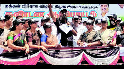 AIADMK: AIADMK stages statewide stir against drug menace | Chennai News - Times of India