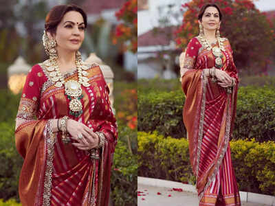 Nita Ambani Sari: Nita Ambani stuns in yet another Kanchipuram sari ...