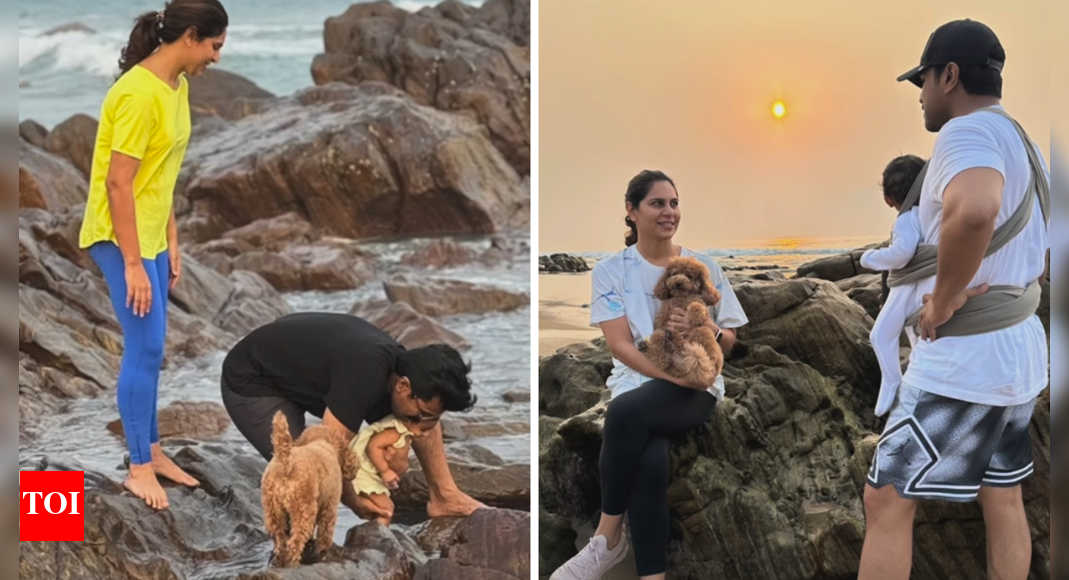Klin Kaara enjoys her first beach experience!- watch video | Telugu ...