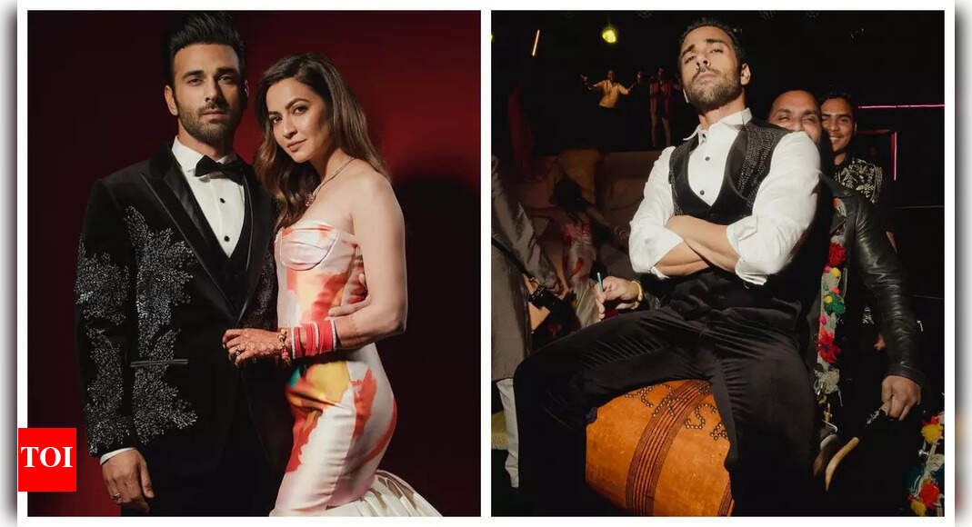 Pulkit Samrat dances to dhol beats, poses with wife Kriti Kharbanda in ...