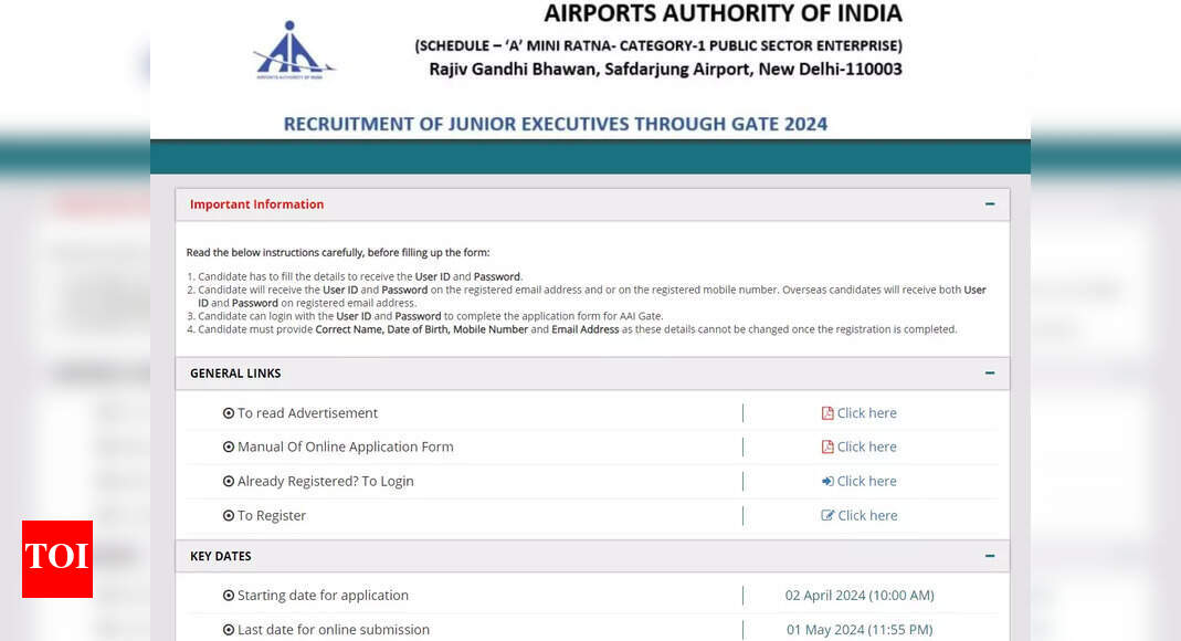 AAI JE 2024 registration: begins for 490 Junior Executive posts at aai ...