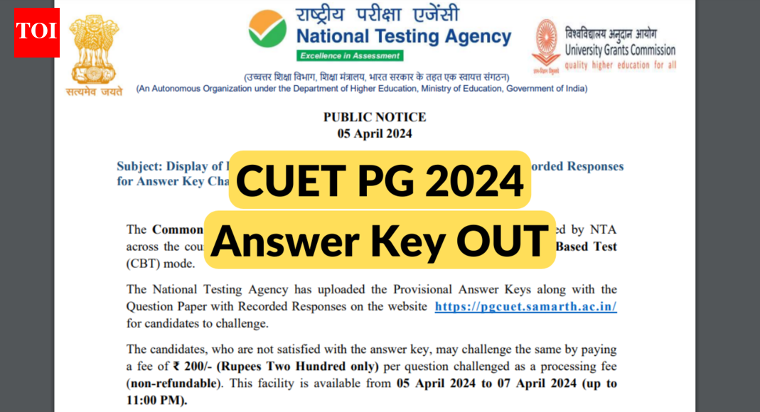 CUET PG Answer Key 2024 Live Updates: Provisional Answer Key OUT at ...