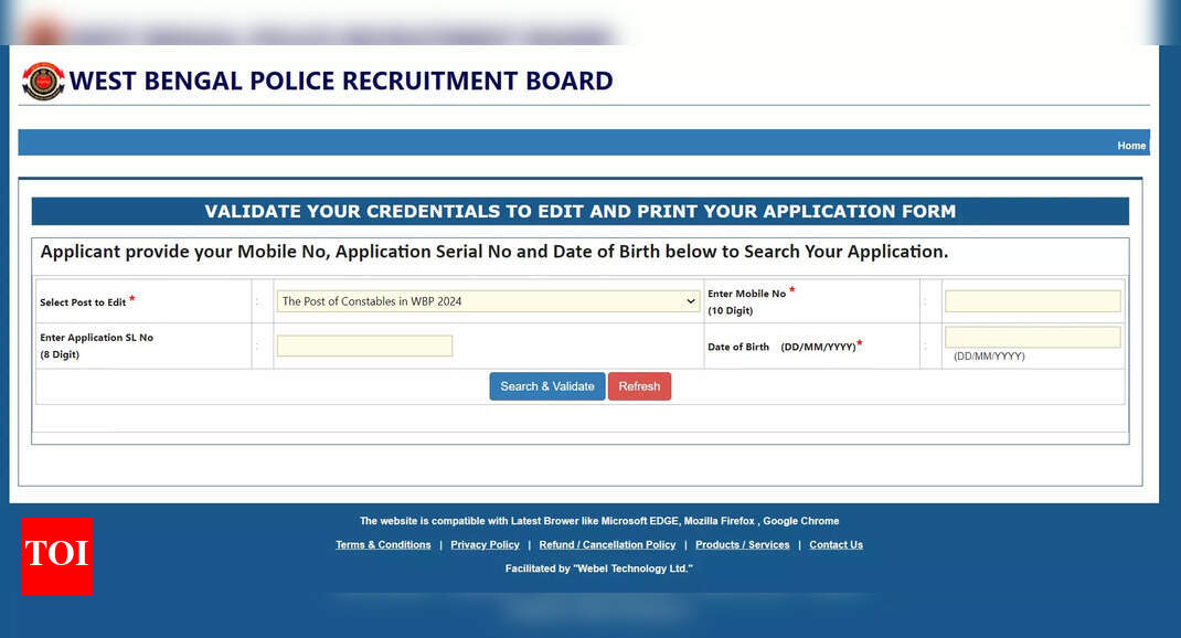 WB Police Constable Recruitment 2024: Application correction window ...