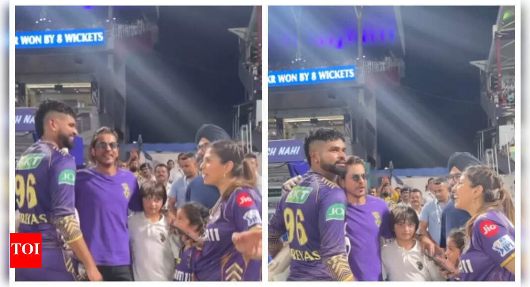 Shah Rukh Khan celebrates the KKR victory with son AbRam and Shreyas ...