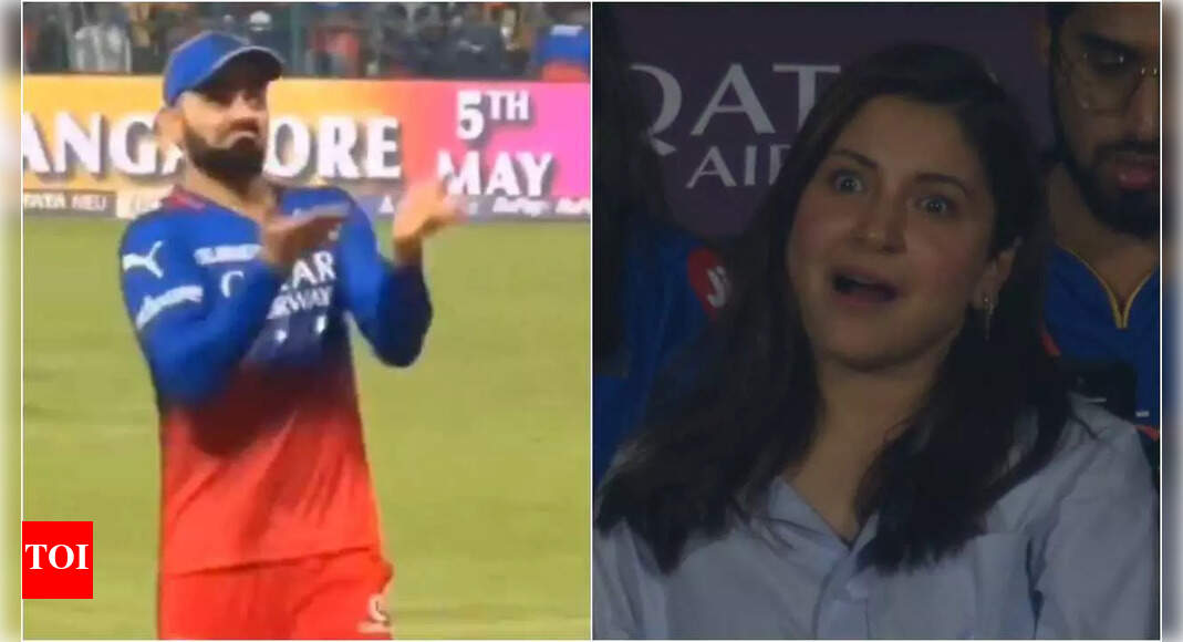 Virat Kohli's animated gesture towards Anushka Sharma post RCB's victory over GT leaves fans in ...