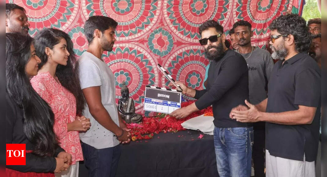 Chiyaan Vikram kicks off Dhruv Vikram and Mari Selvaraj's 'Bison Kaalamaadan' shoot; cast ...