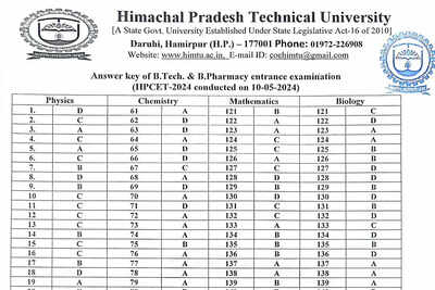 HPCET Answer Key 2024 out at himtu.ac.in, direct link here | - Times of ...