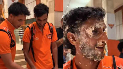 Watch: Cake-smeared Shahbaz Ahmed leads celebrations in SRH camp after ...