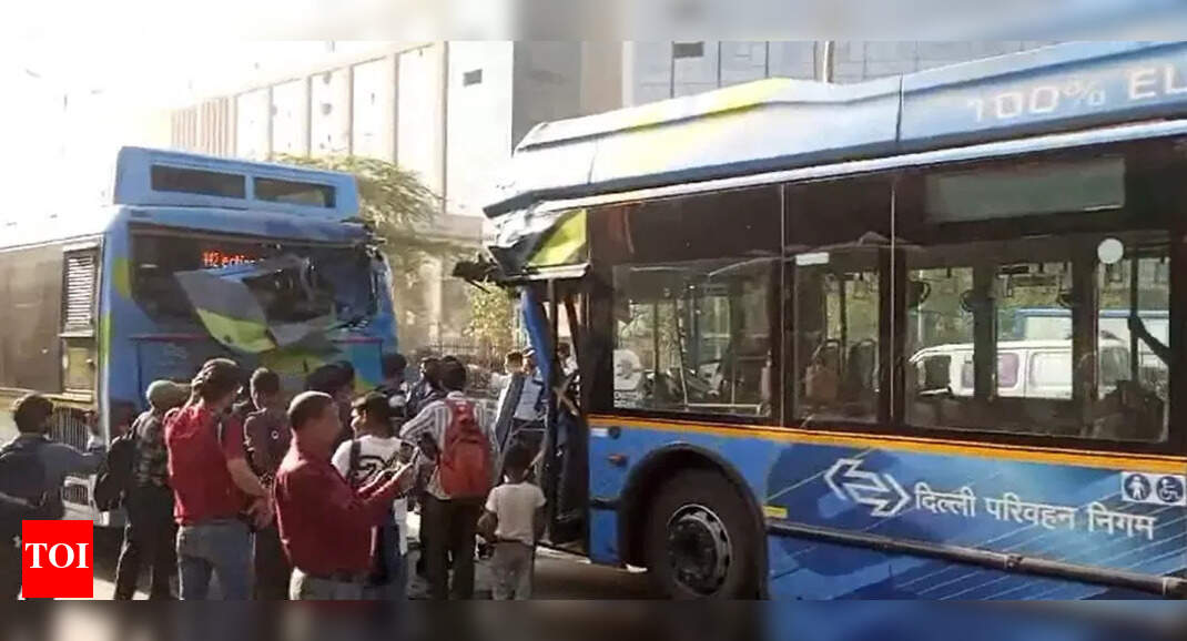 Two injured as DTC bus rams into another in Delhi's Naoroji Nagar ...