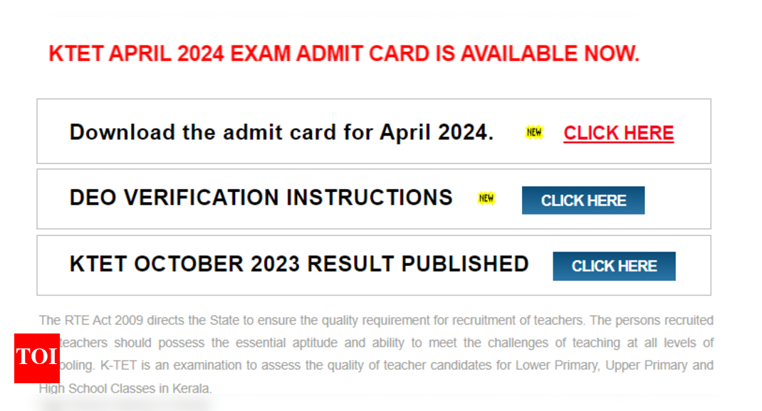 KTET Hall Ticket 2024 released: Here's the direct link to download ...