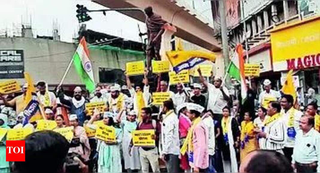NEET: 'NEET rigged': AAP protests in Jalandhar | Chandigarh News ...