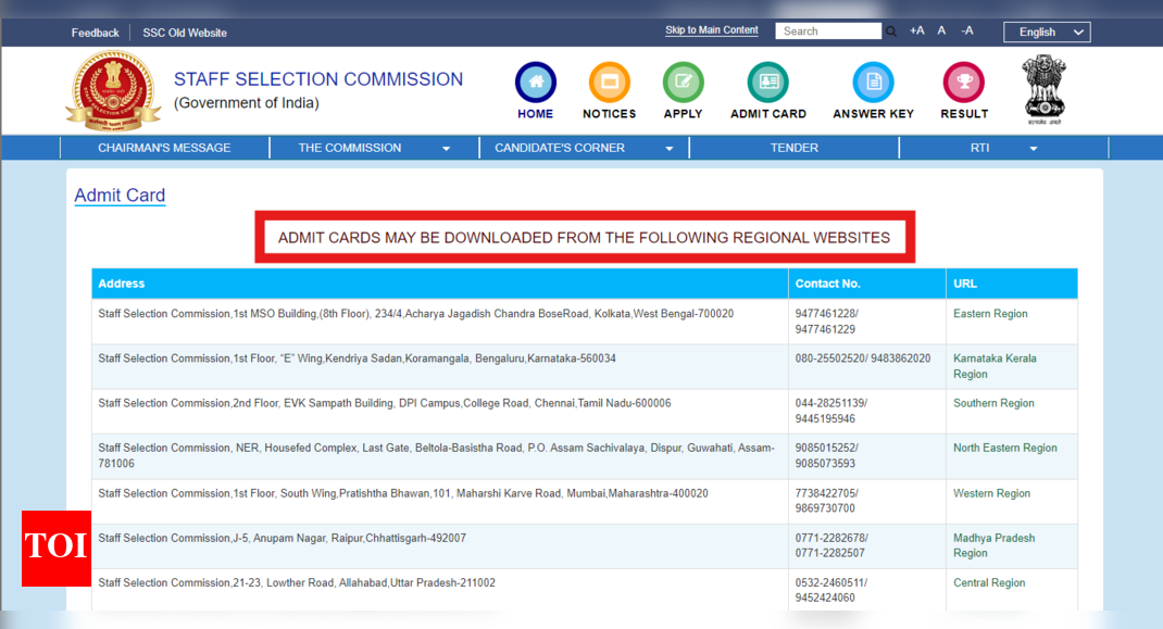 SSC CHSL 2024 Tier I admit cards out for all 9 regions: Here are the ...