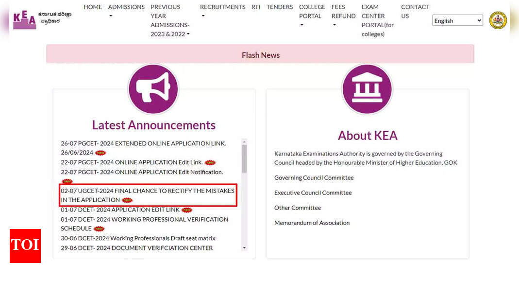 KEA Allows Final Offline Application Corrections for KCET 2024 from July 4-6; Check Schedule ...