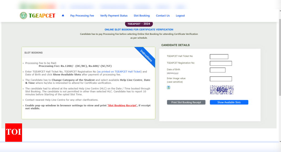 TS EAMCET counselling registration 2024 begins today at tgeapcet.nic.in ...