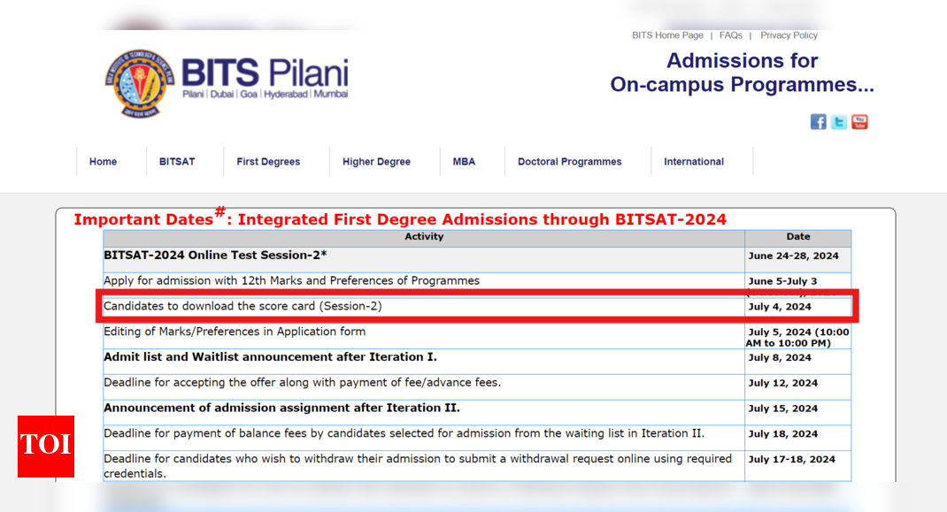 BITSAT Session 2 result 2024 declared at bitsadmission.com, here's the ...