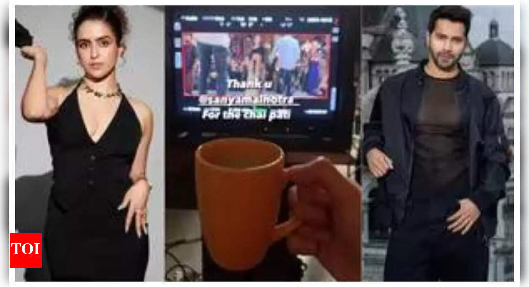 Sanya Malhotra, Varun Dhawan bond over cup of tea on set of 'Sunny ...