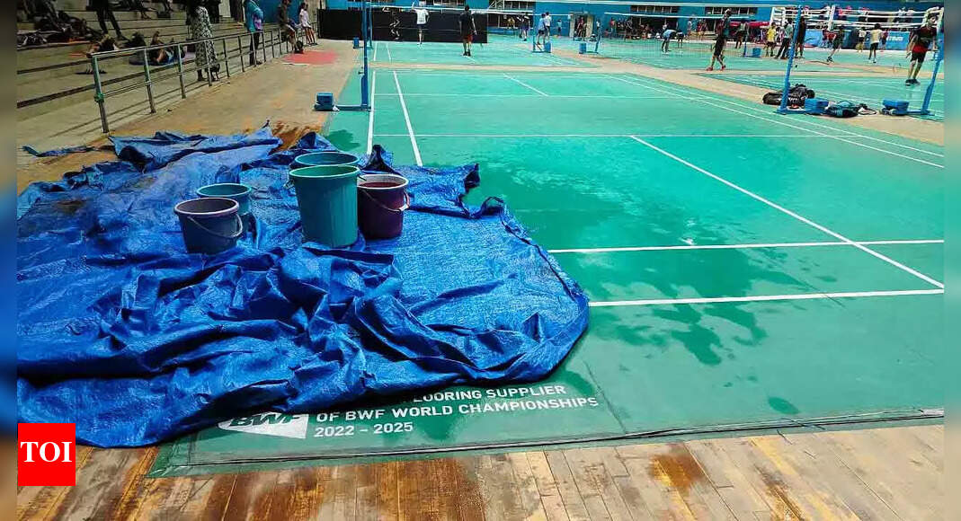 Welcome to Mankapur sports complex waterfall as Indoor stadium leaks ...