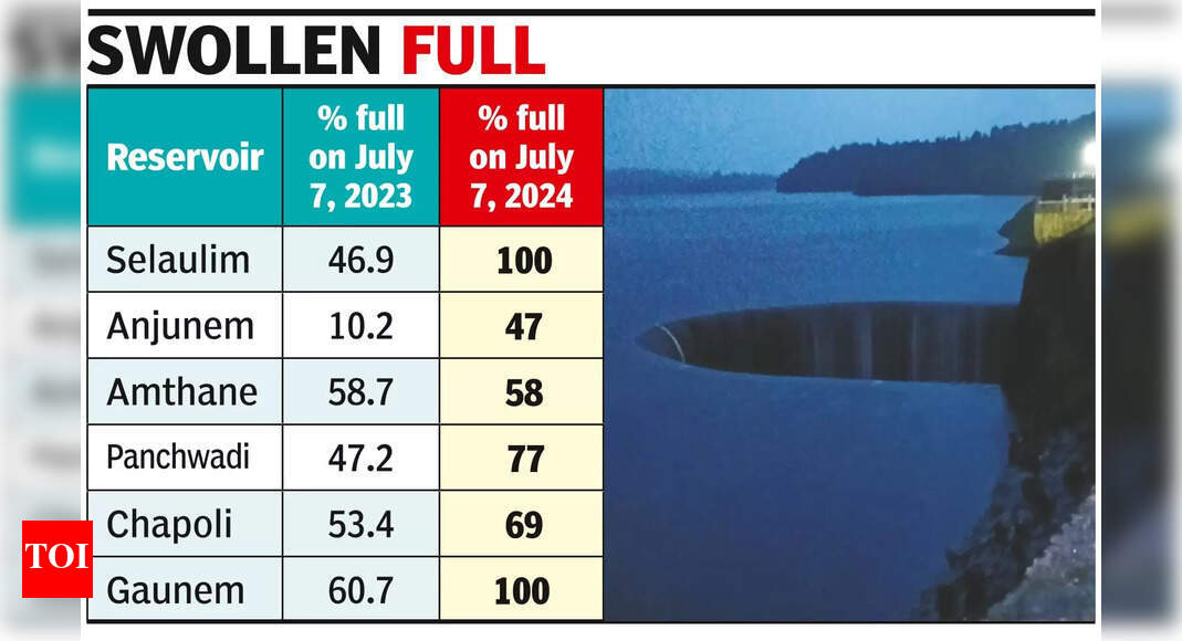Selaulim reservoir overflows 13 days earlier than in 2023, Gaunem dam ...
