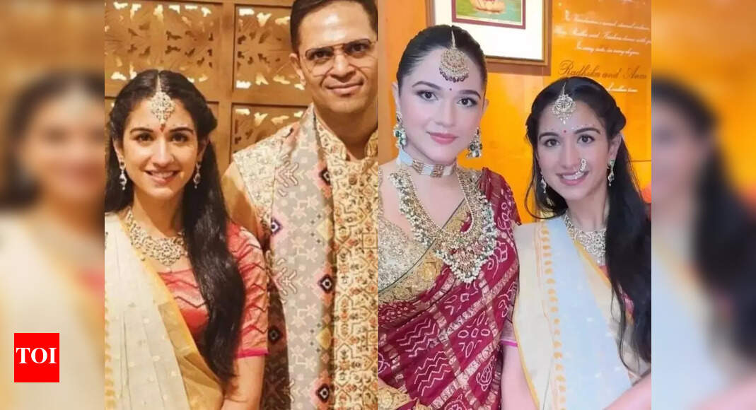 Radhika Merchant's elegant sari look at Graha Shanti pooja | - Times of ...