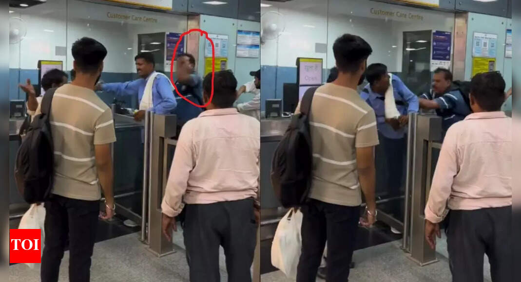 Viral video: Man trying to break up fight at metro station in Delhi get ...