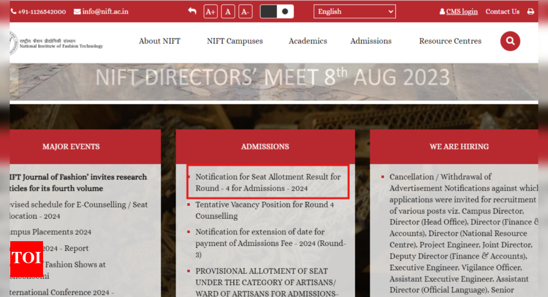 NIFT 2024 Round 4 seat allotment result released at nift.admissions.nic.in: Check direct link ...