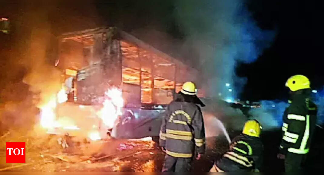 Private Bus Catches Fire: Private Bus Catches Fire Near Chithode, Erode ...