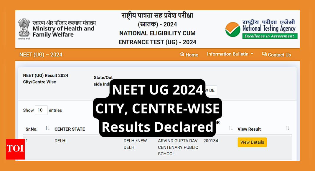 NEET UG 2024 Result Highlights: NTA declares city and center-specific results, direct link to ...