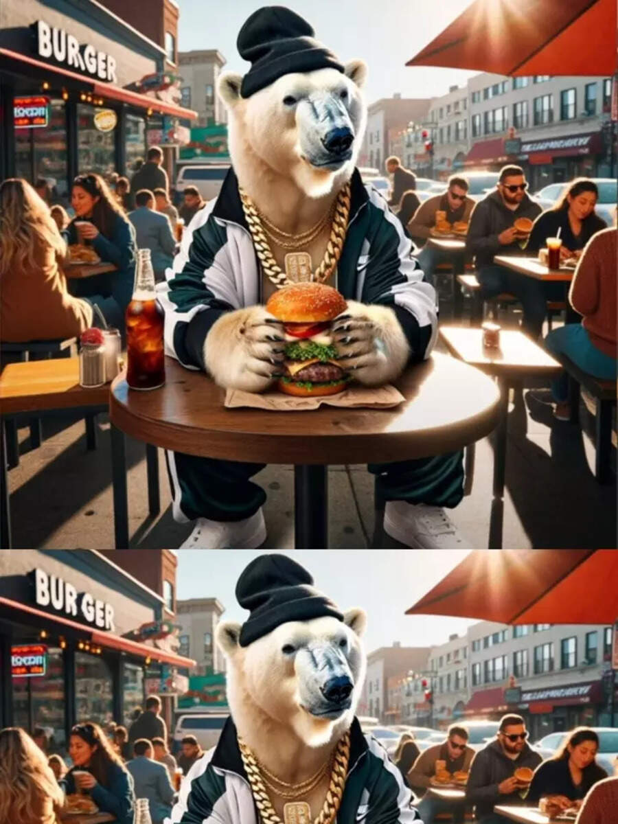 Help This Burger-Loving Polar Bear Find 5 Differences in His Pictures ...