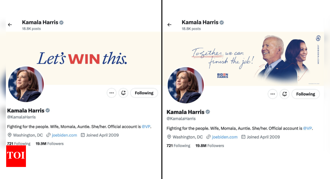 US elections 2024: Kamala Harris removes Joe Biden from banner image on ...