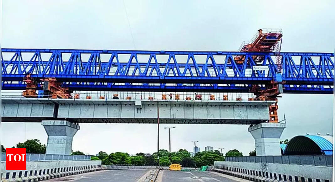 Bullet Train: Bullet train bridge completed over flyover in 10 days | Vadodara News - Times of India