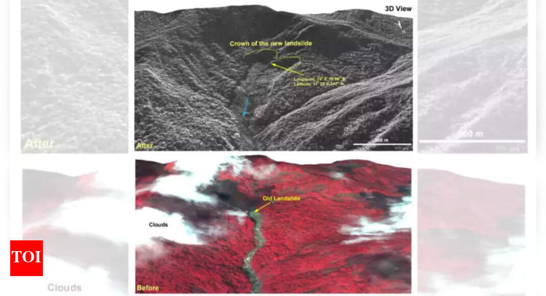 Isro's high-resolution satellite images show 86,000 sqm of land slipped ...