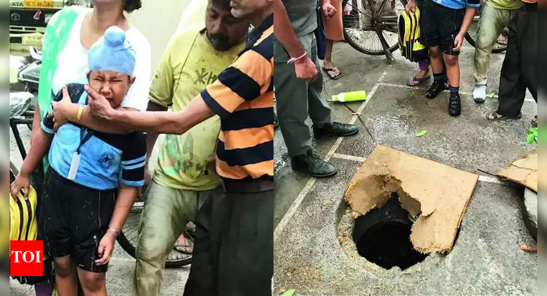 Manhole: Seven-year-old boy falls into manhole covered with cardboard ...