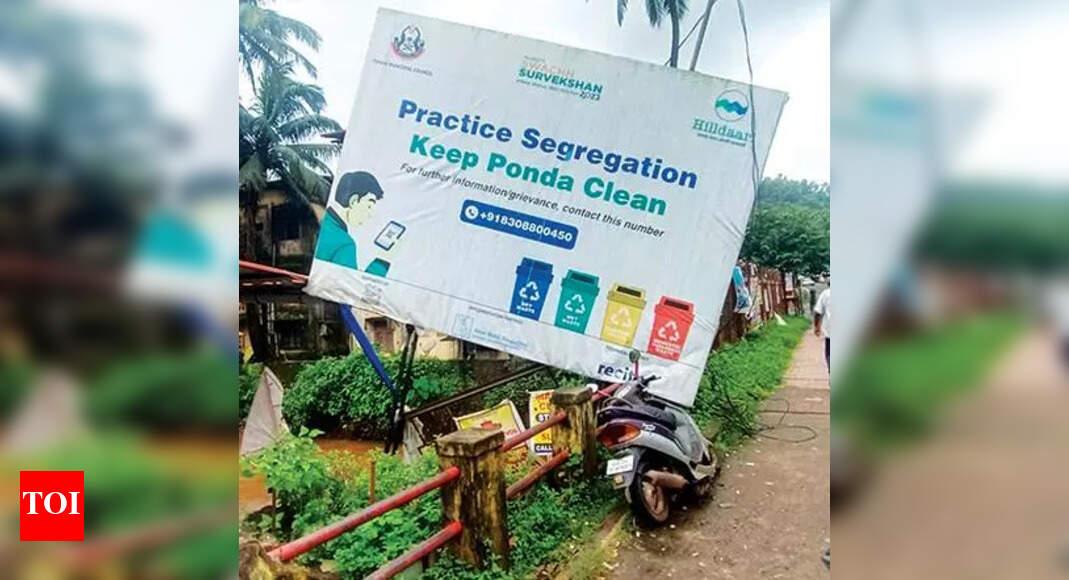 Heavy rain, winds tear down govt hoarding at Ponda | Goa News - Times ...