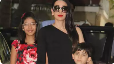 Karisma Kapoor's kids Samaira and Kiaan give the paps a miss, as they ...