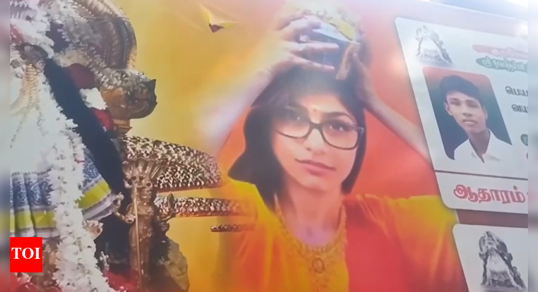 Temple hoarding with former porn star Mia Khalifa's photo in Tamil Nadu ...
